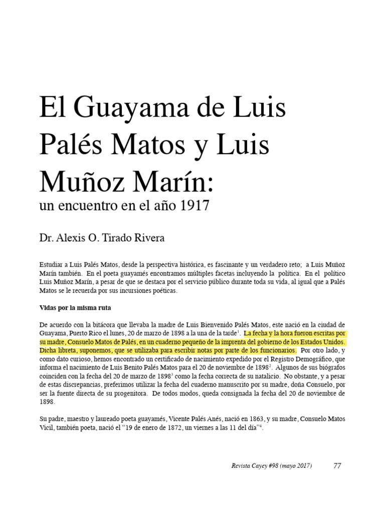 Encuentro Histórico: Palés Matos y Muñoz Marín | PDF | Puerto Rico ...