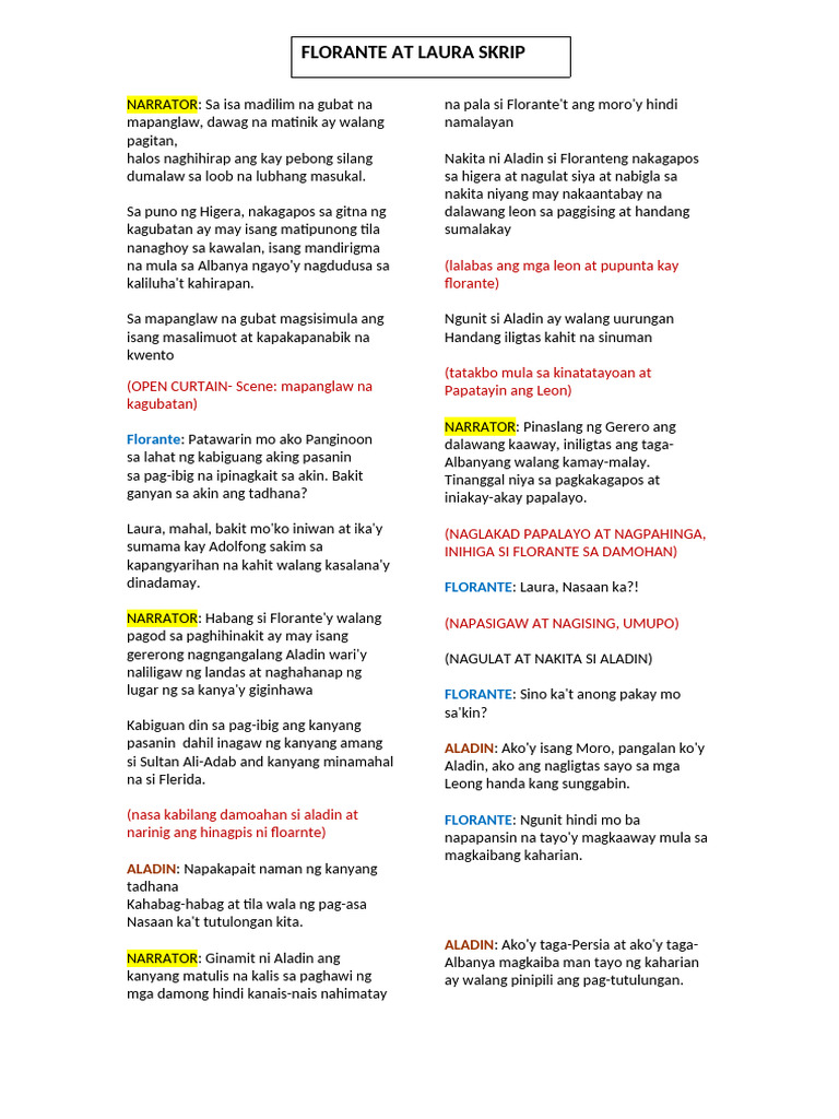 FLORANTE&LAURA Script | PDF