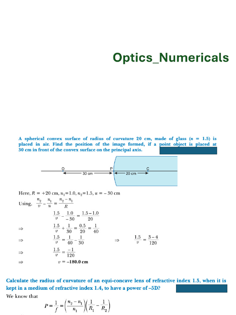 Optics Numerical | PDF