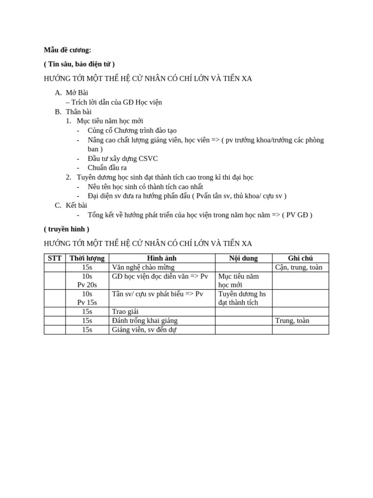 Mẫu đề cương TVTH | PDF