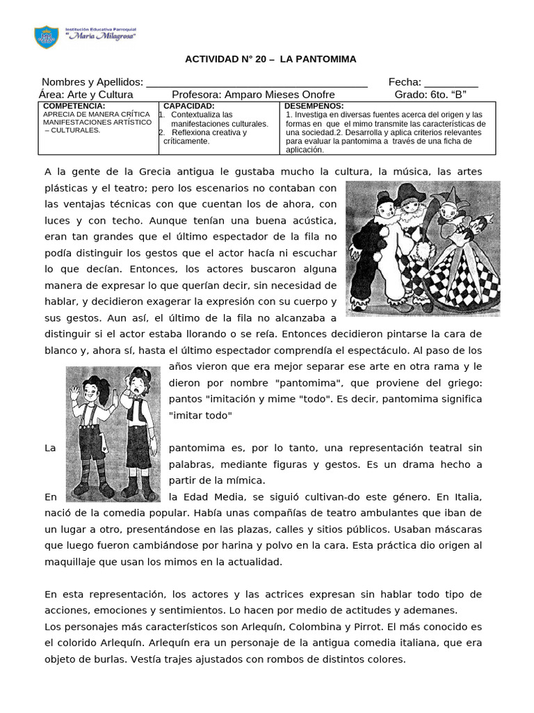 Actividad #20 - La Pantomima | PDF | Teatro