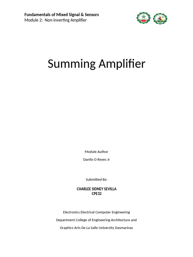 Lab_Activity_3_Summing_amplifier_circuit23 | PDF | Amplifier ... Lab_Activity_3_Summing_amplifier_circuit23 | PDF | Amplifier ...