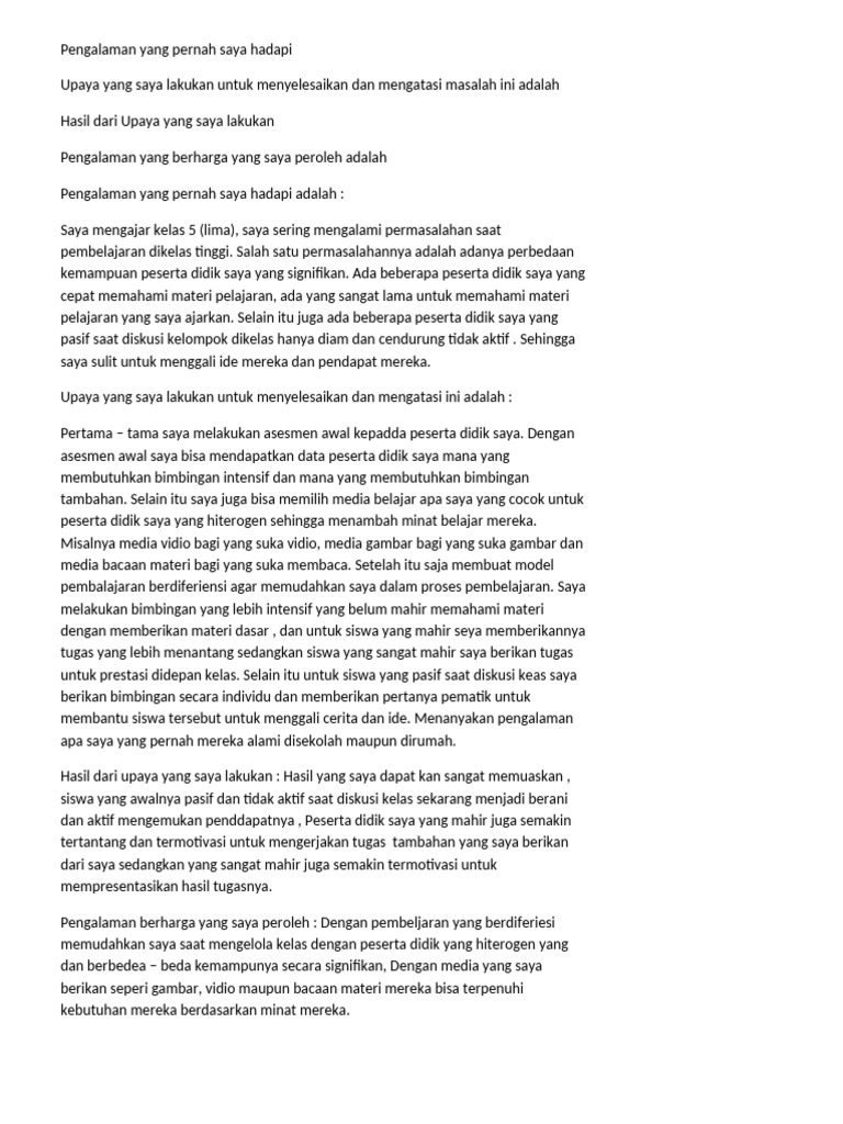 Pengalaman Yang Pernah Saya Hadapi | PDF