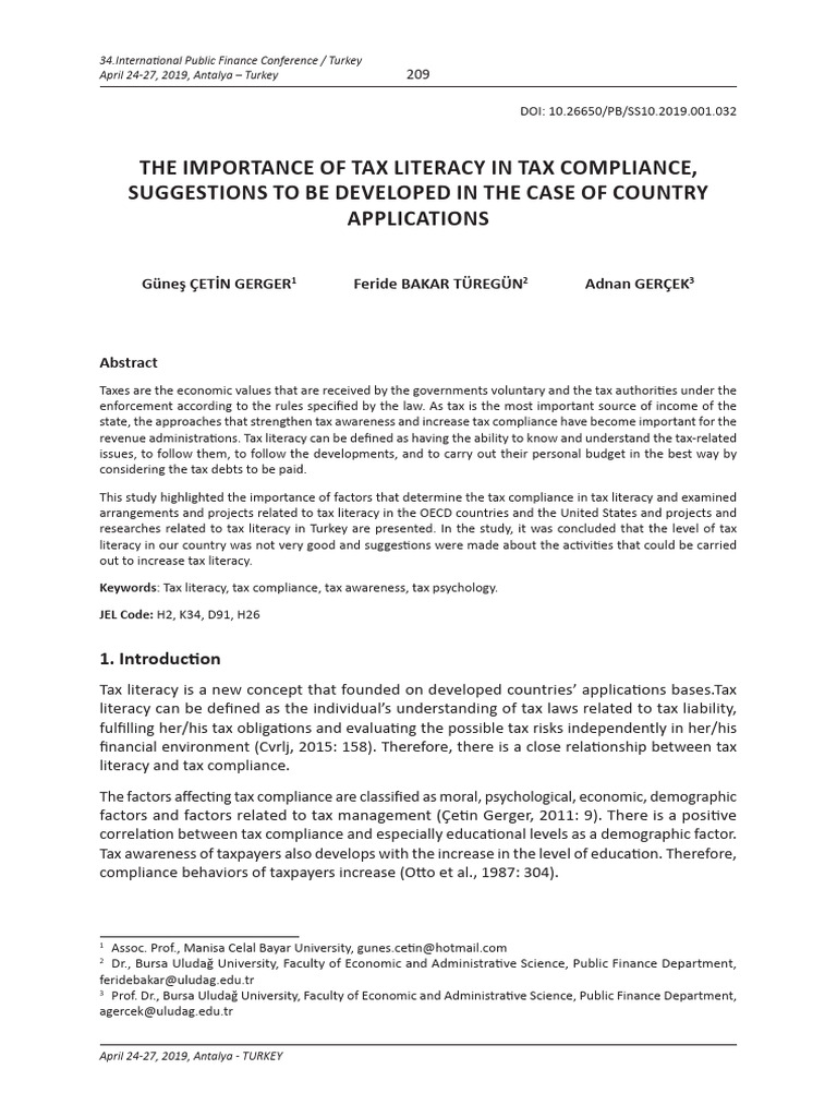 The Importance of Tax Literacy in Tax Compliance, Suggestions To Be ...