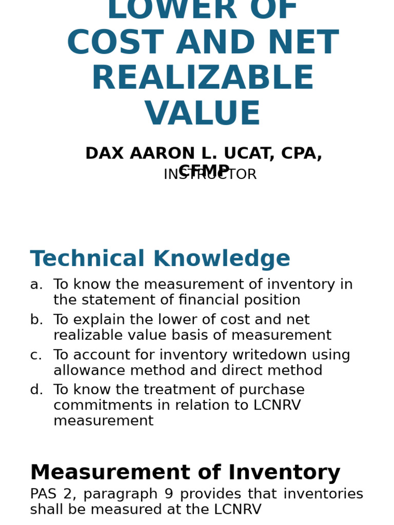 Lower of Cost and Net Realizable Value | PDF | Inventory | Prices