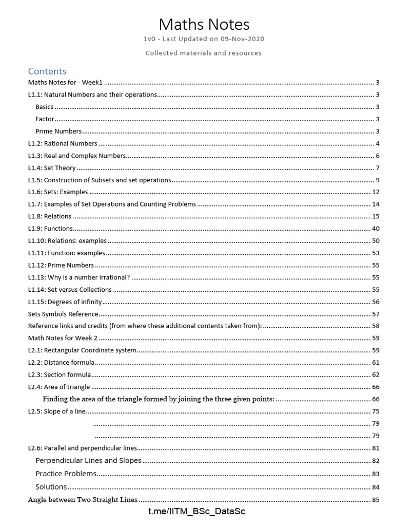Maths Notes W-1 To W-4 | PDF | Numbers | Set (Mathematics)