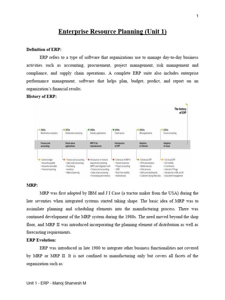 ERP (Unit 1) | PDF | Enterprise Resource Planning | Cloud Computing