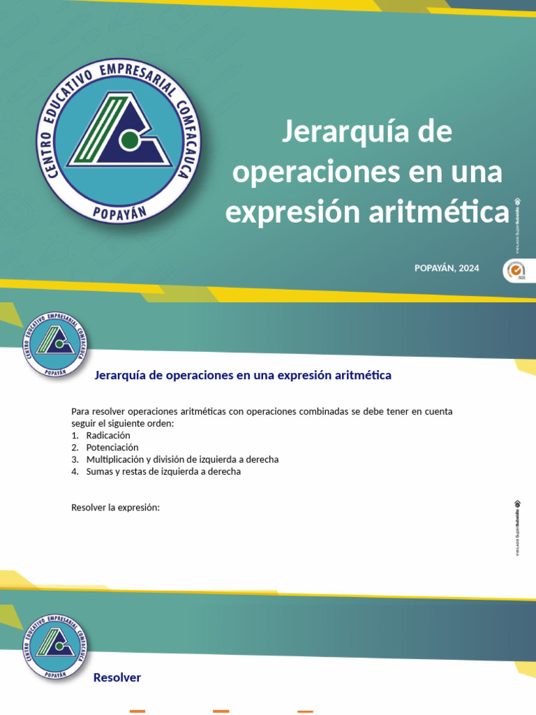 Jerarquía de Operaciones Aritméticas | PDF