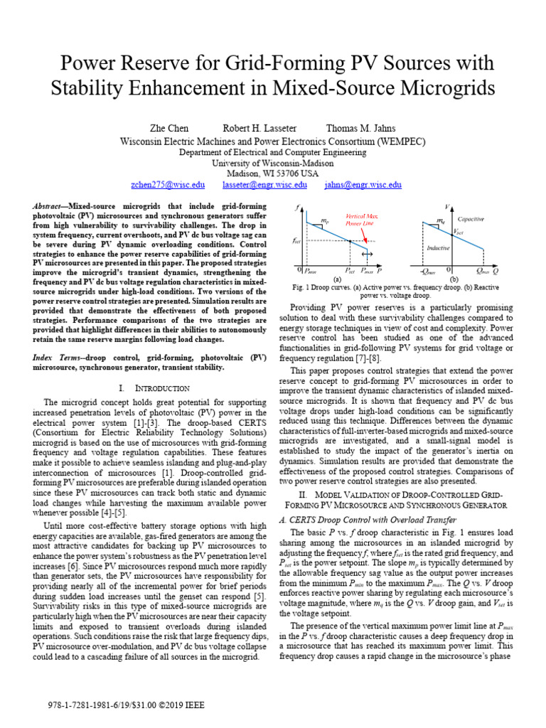 Enhancing Power Reserve in PV Microgrids | PDF | Photovoltaics ...