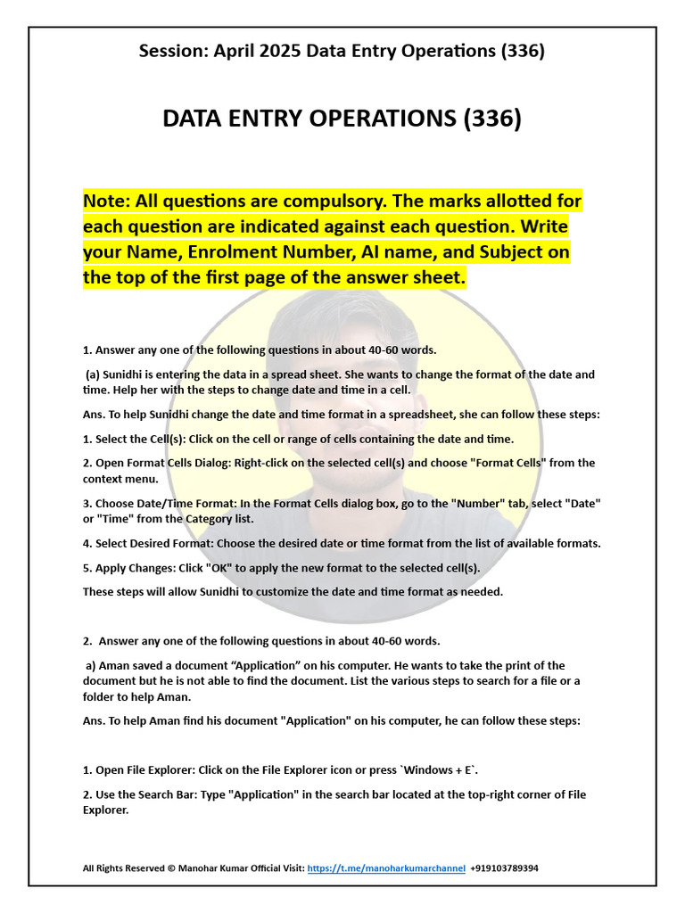 Data Entry Operations 336 Solved Tma April 2025 | PDF | Cursor (User Interface) | Icon (Computing)