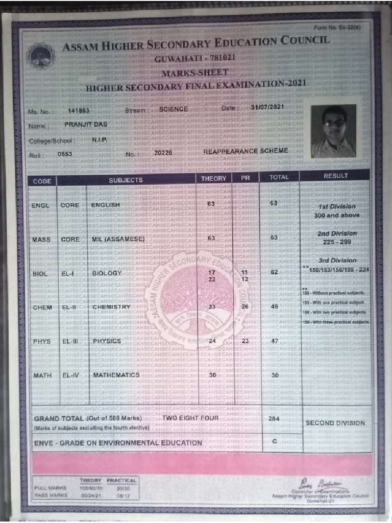 Ah Sec Mark Sheet | PDF