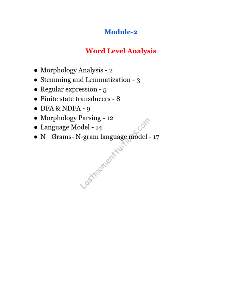 Word Level Analysis NLP Mod 2 | PDF | Automata Theory | Morphology (Linguistics)