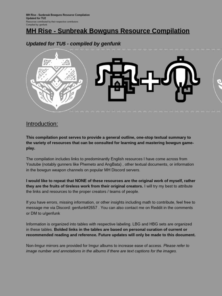 MHR Sunbreak Bowguns Resource Compilation | PDF