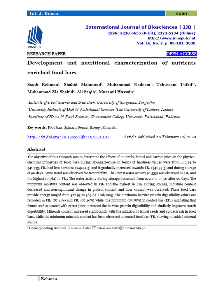 Development and Nutritional Characterization of Nutrients Enriched Food ...