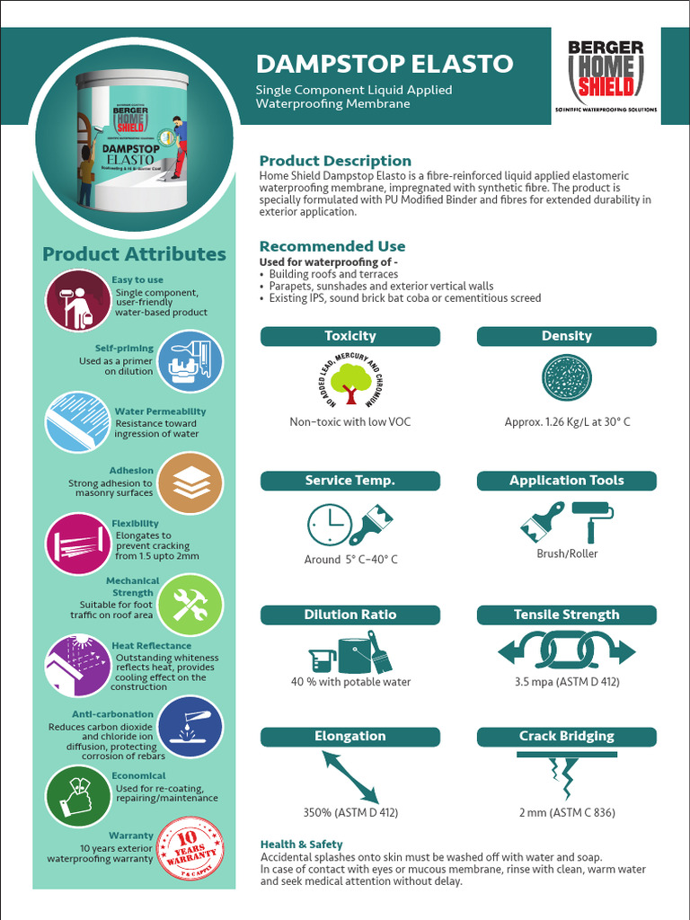 Dampstop Elasto Data Sheet | PDF | Paint | Water