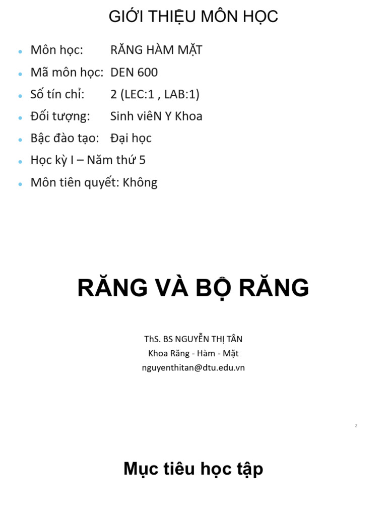 1.DEN 600 Rang Va Bo Rang 2020F Lecture Slides 1 | PDF