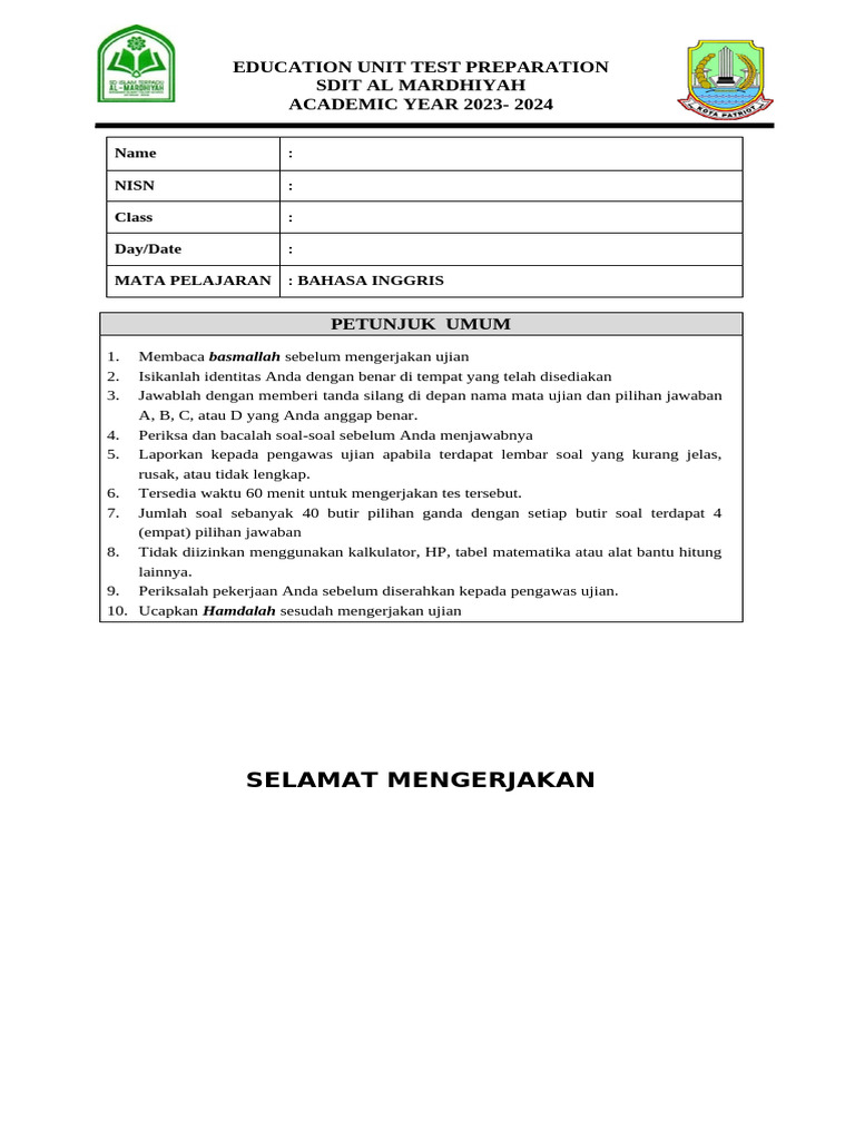 Fix - Pusp b.inggris | PDF