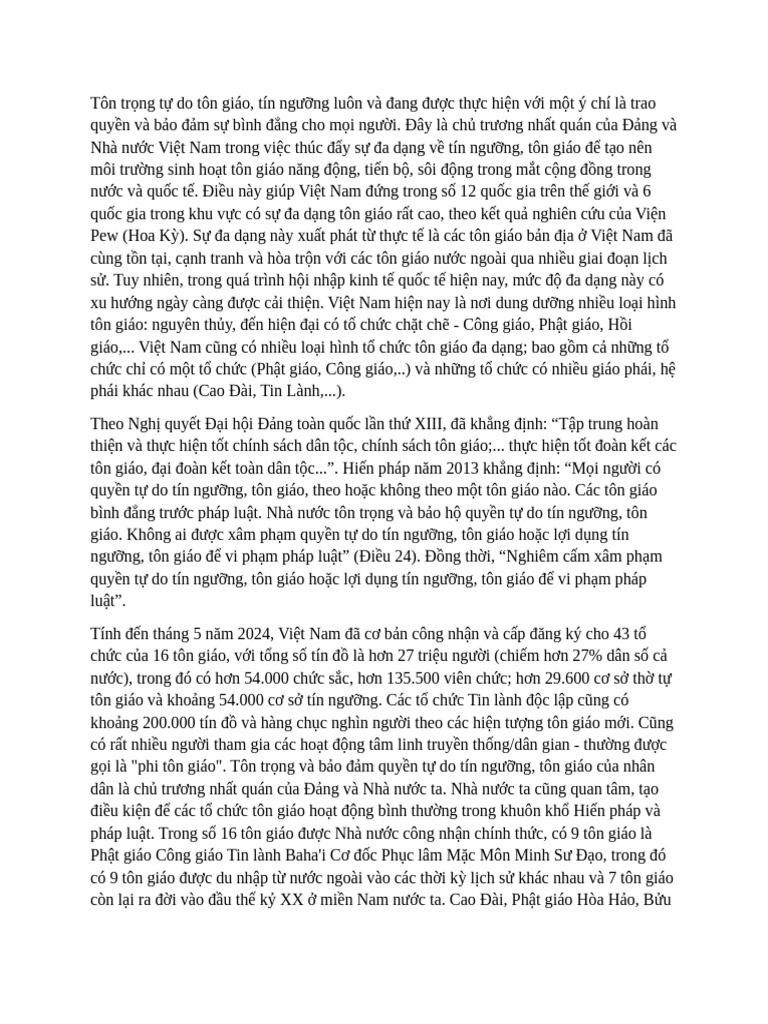 2.1 T NG Quan Tình Hình Tôn Giáo Và Các Trư NG H P Tà Đ o | PDF