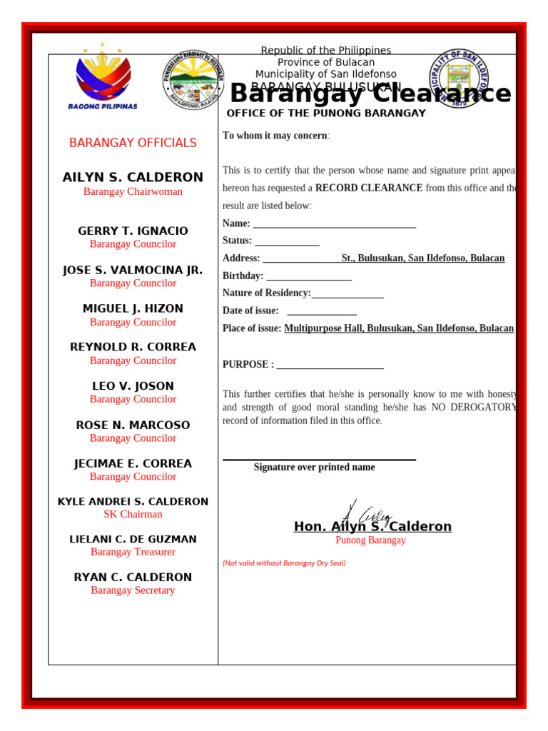 Brgy. Clearance | PDF