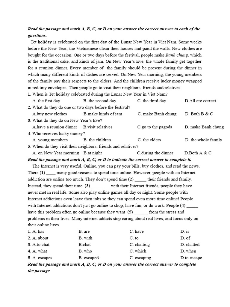 Read The Passage and Mark | PDF | Language Arts & Discipline | Wellness