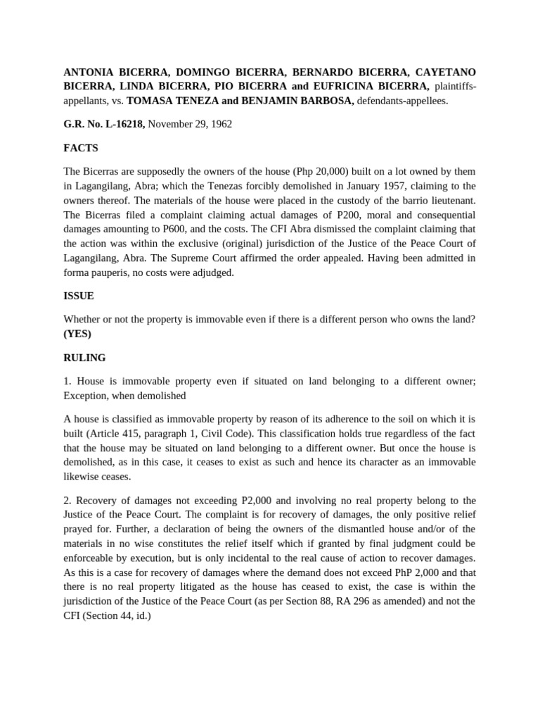 (CD) Bicera vs. Teneza - G.R. No. L-16218 - November 29, 1962 ...