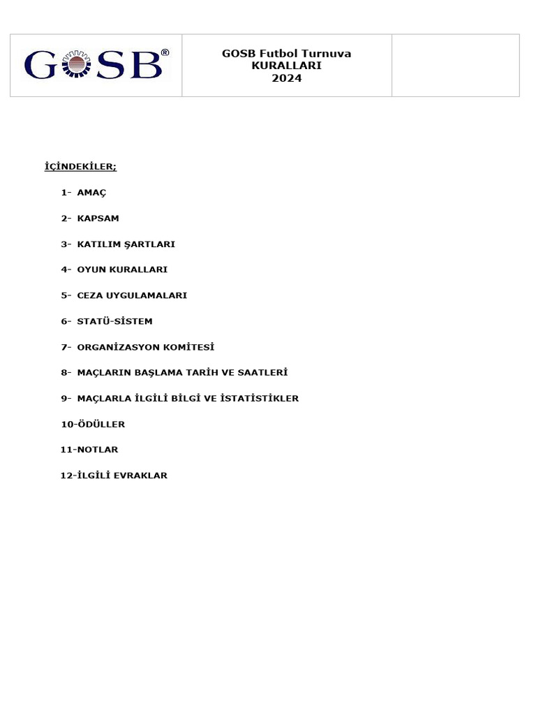 Turnuva Kuralları 2024 | PDF