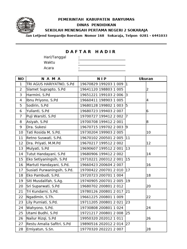 Daftar Guru Karyawan 2024 | PDF