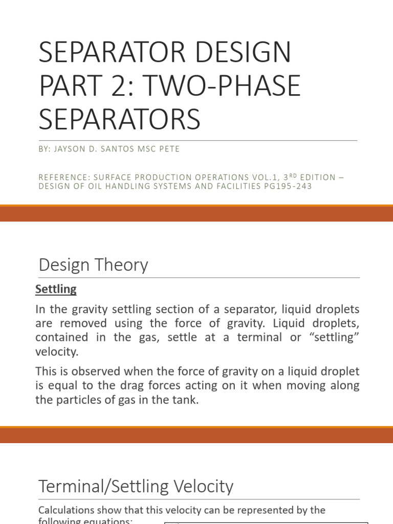 Lesson 2 Part 2 Design of Separators | PDF | Liquids | Drop (Liquid)