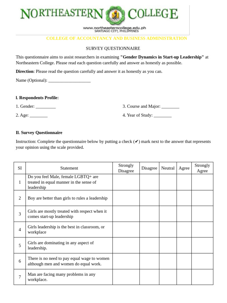 Questionnaire Final | PDF