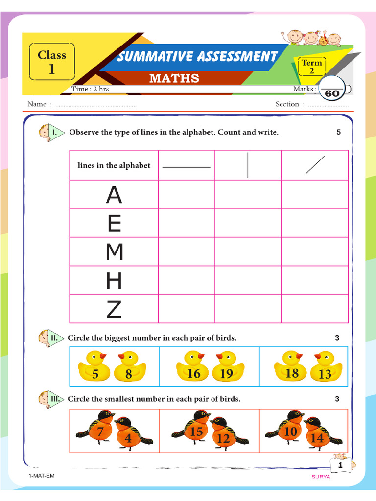 1st Maths Term 2 Exam 2019 Original Question Paper English Medium PDF ...