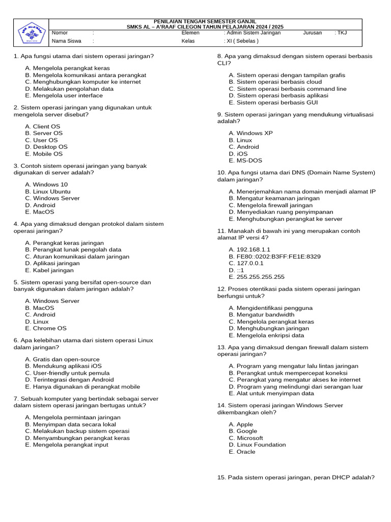 Soal Pts ASJ XII | PDF