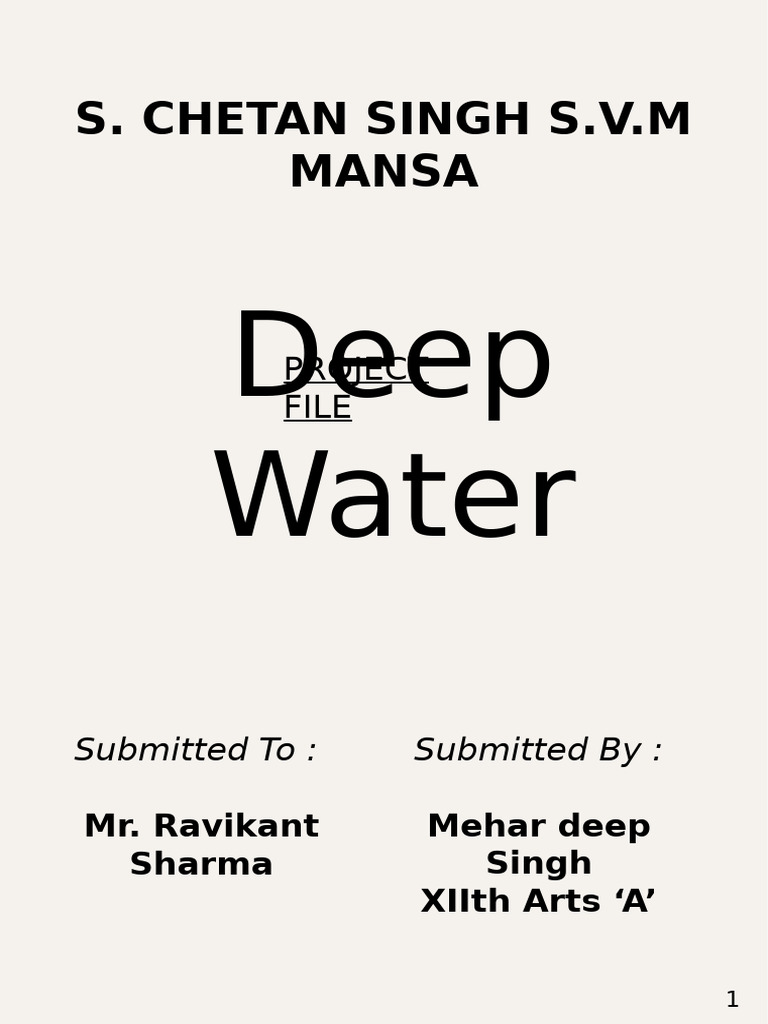 Deep Water Project | PDF | Swimming