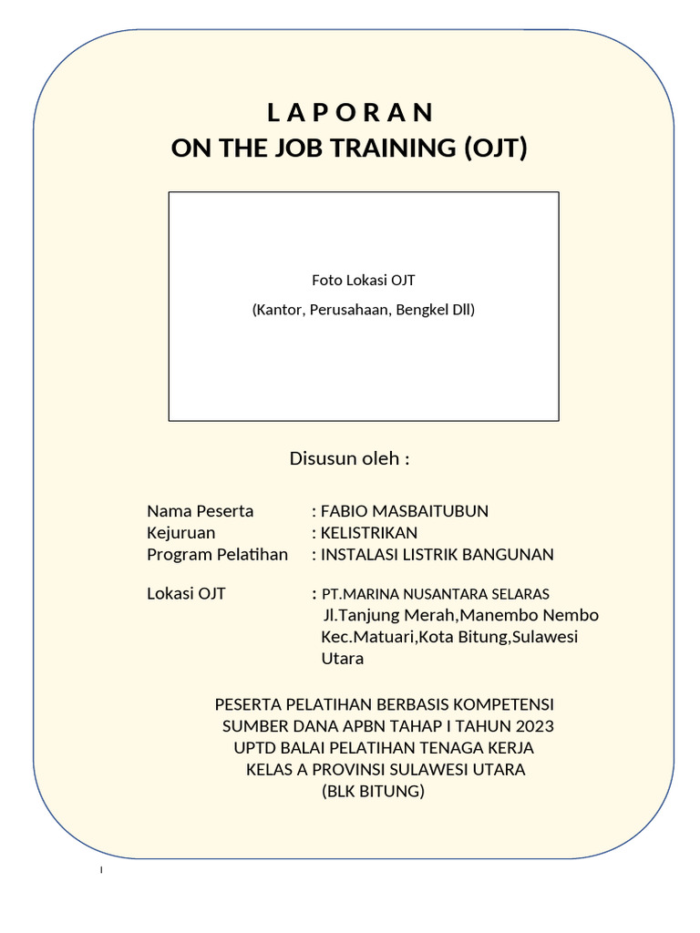 FORMAT Laporan Ojt | PDF