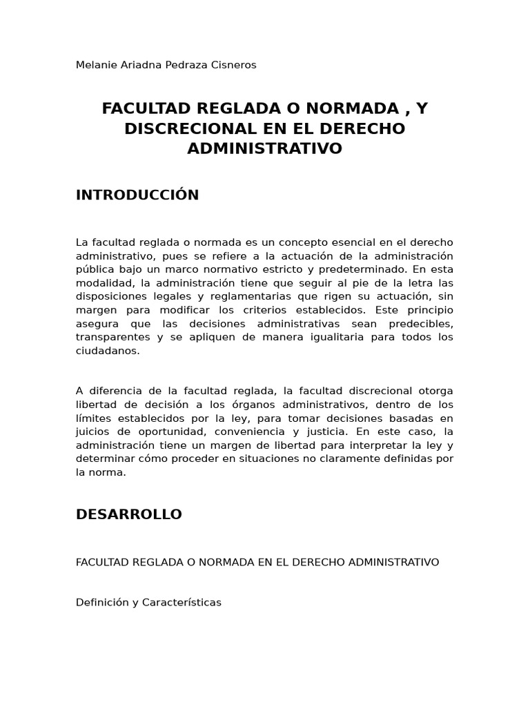 Facultad Discrecional y Reglamentaria | PDF | Libertad | Interés público