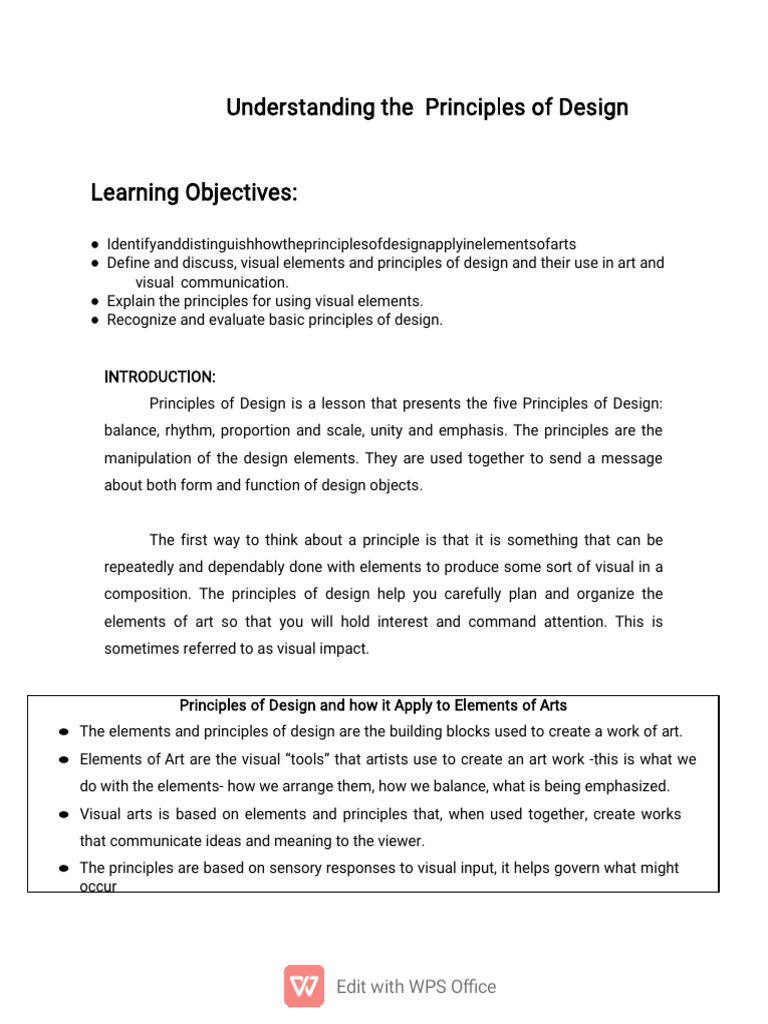 Understanding The Principles of Design | PDF | Composition (Visual Arts ...
