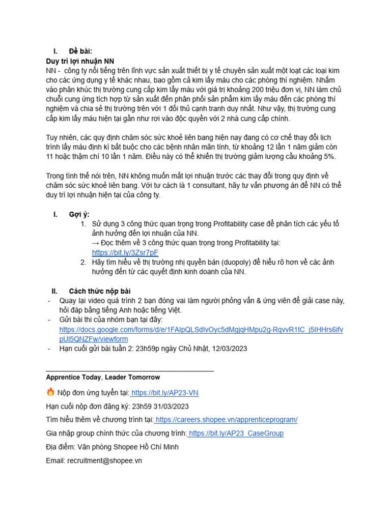 CASE CHALLENGE W2 - Profitability Case | PDF