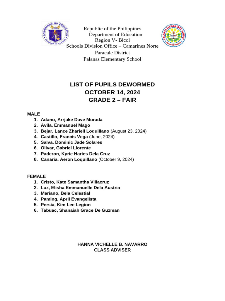 dewormed 2024-2025 | PDF