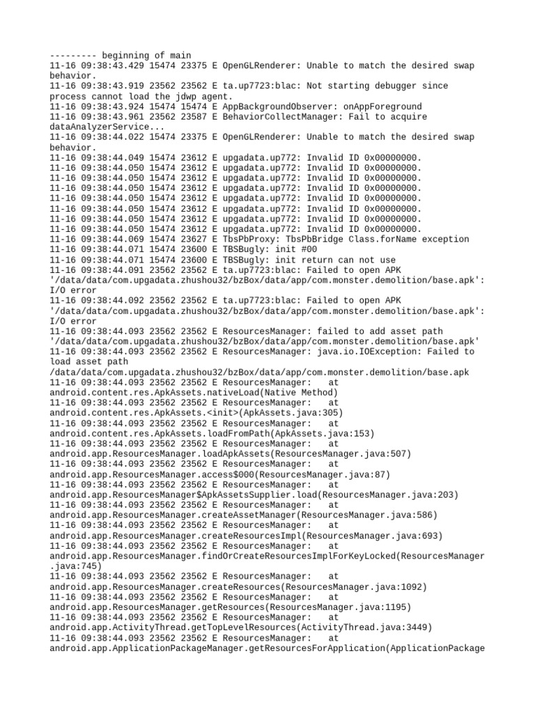 Android Error Log Analysis | PDF | Programming Paradigms | Android (Operating System)