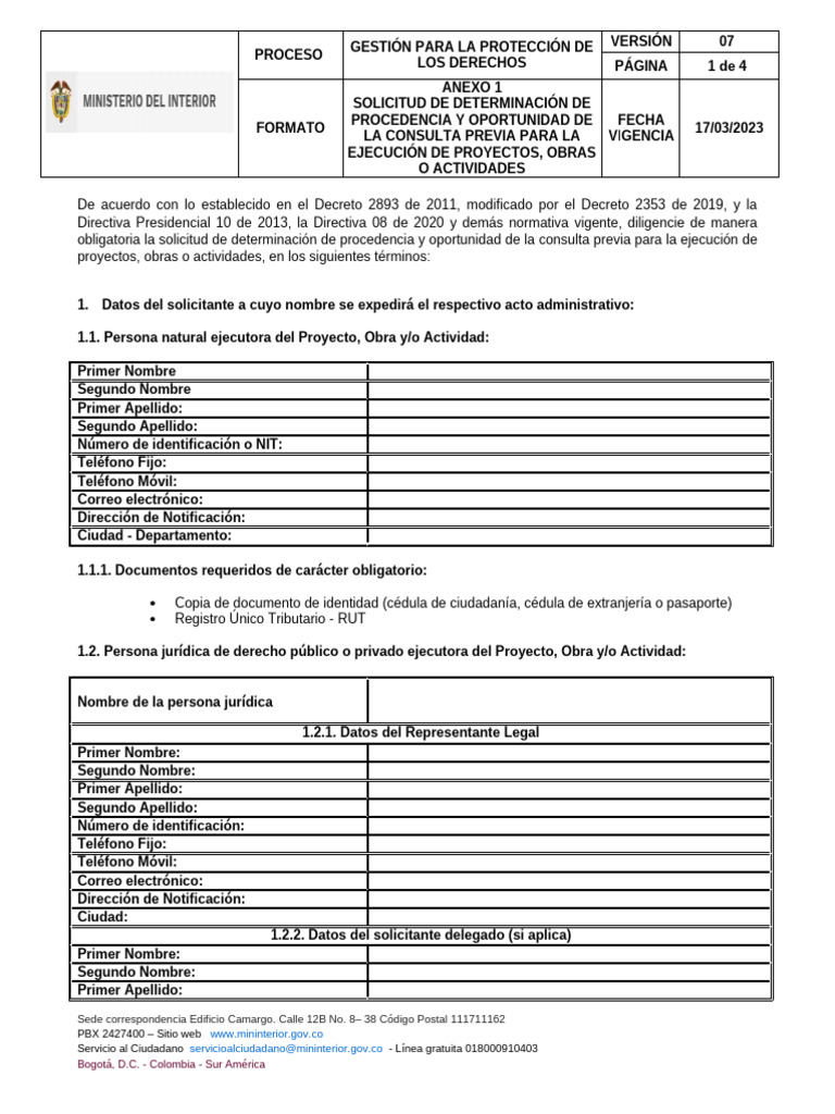 Anexo 1. Solicitud de Determinacion de Procedencia y Oportunidad de La ...