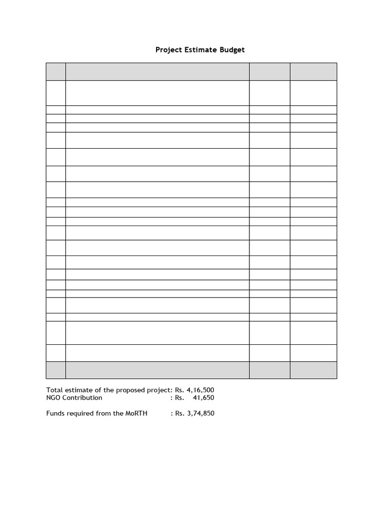 Project Budget Estimate Overview | PDF