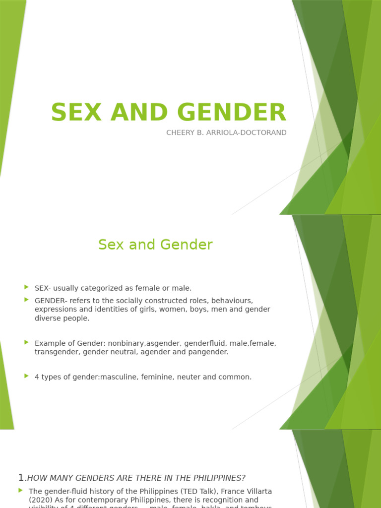 Sex and Gender Cheery Arriola | PDF | Sex Education | Gender