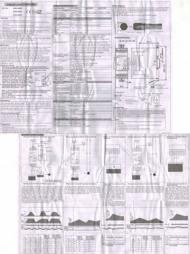 GIC Liquid Level Controller Manual | PDF | Electric Power | Components