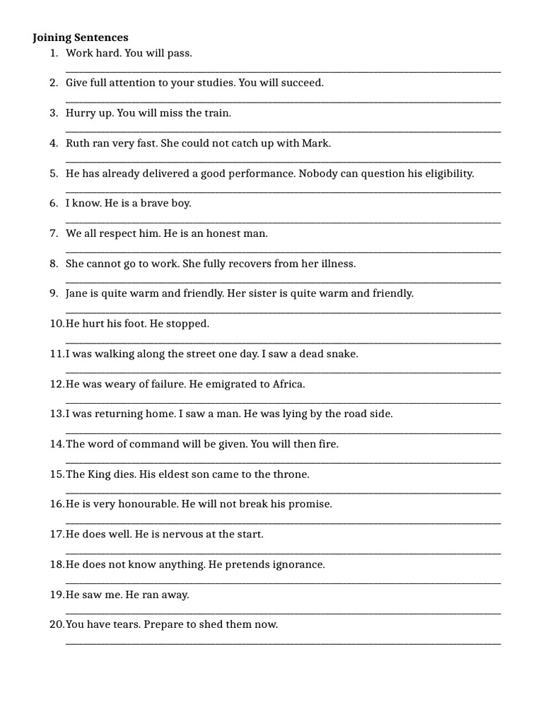 Joining Sentences 2 | PDF