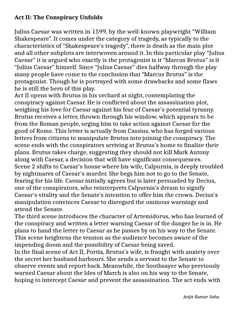 Act II The Conspiracy Unfolds | PDF | Julius Caesar