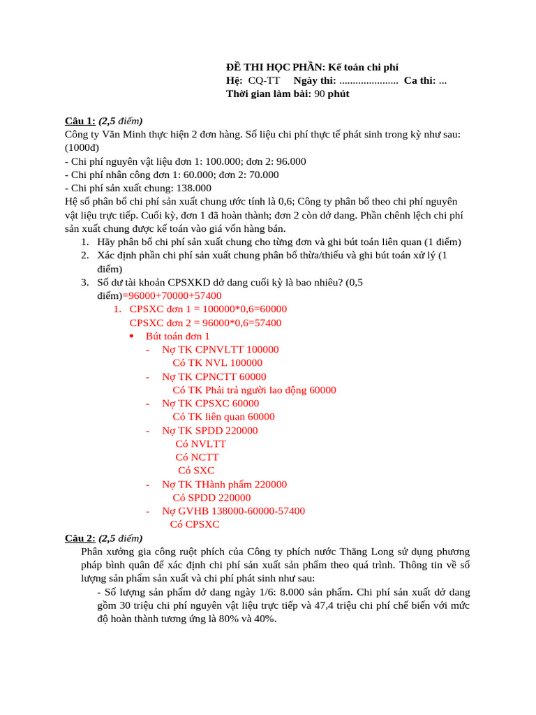 Đề thi mẫu KTCP - Thu 2024 | PDF