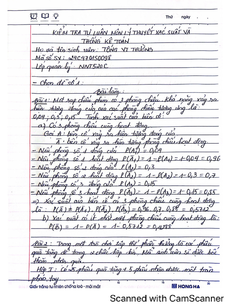 Bài KT Tự Luận | PDF