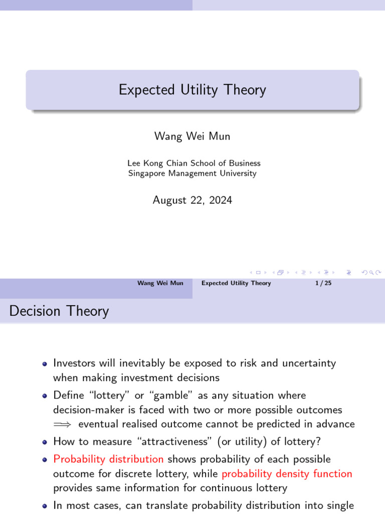 01 Expected Utility Theory | PDF | Utility | Microeconomics