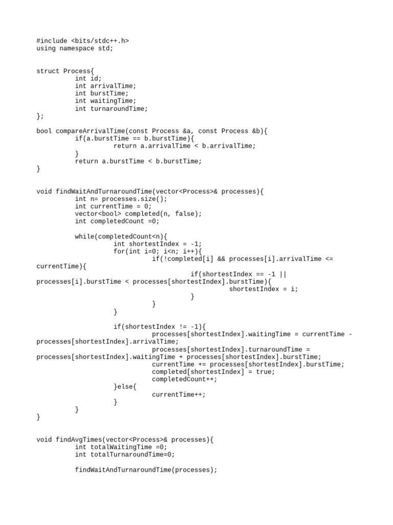 SJF | PDF | Computer Programming | C++