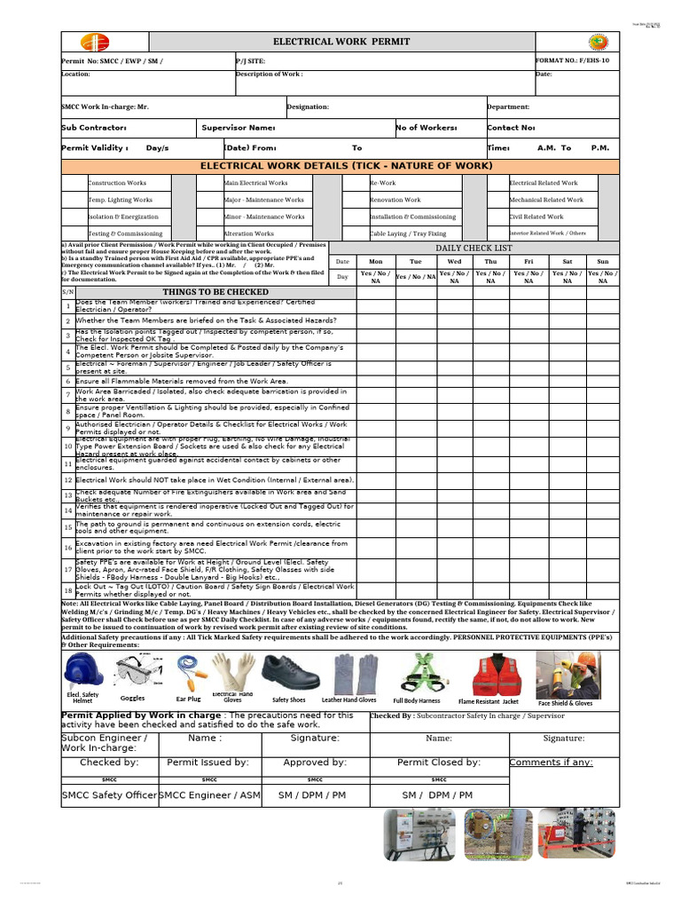 Electrical Work Permit Guidelines | PDF | Electrical Connector ...