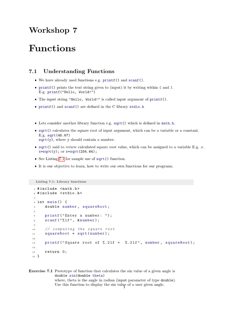 ee1101-workshop07-functions | PDF | Parameter (Computer Programming) | Computer Science